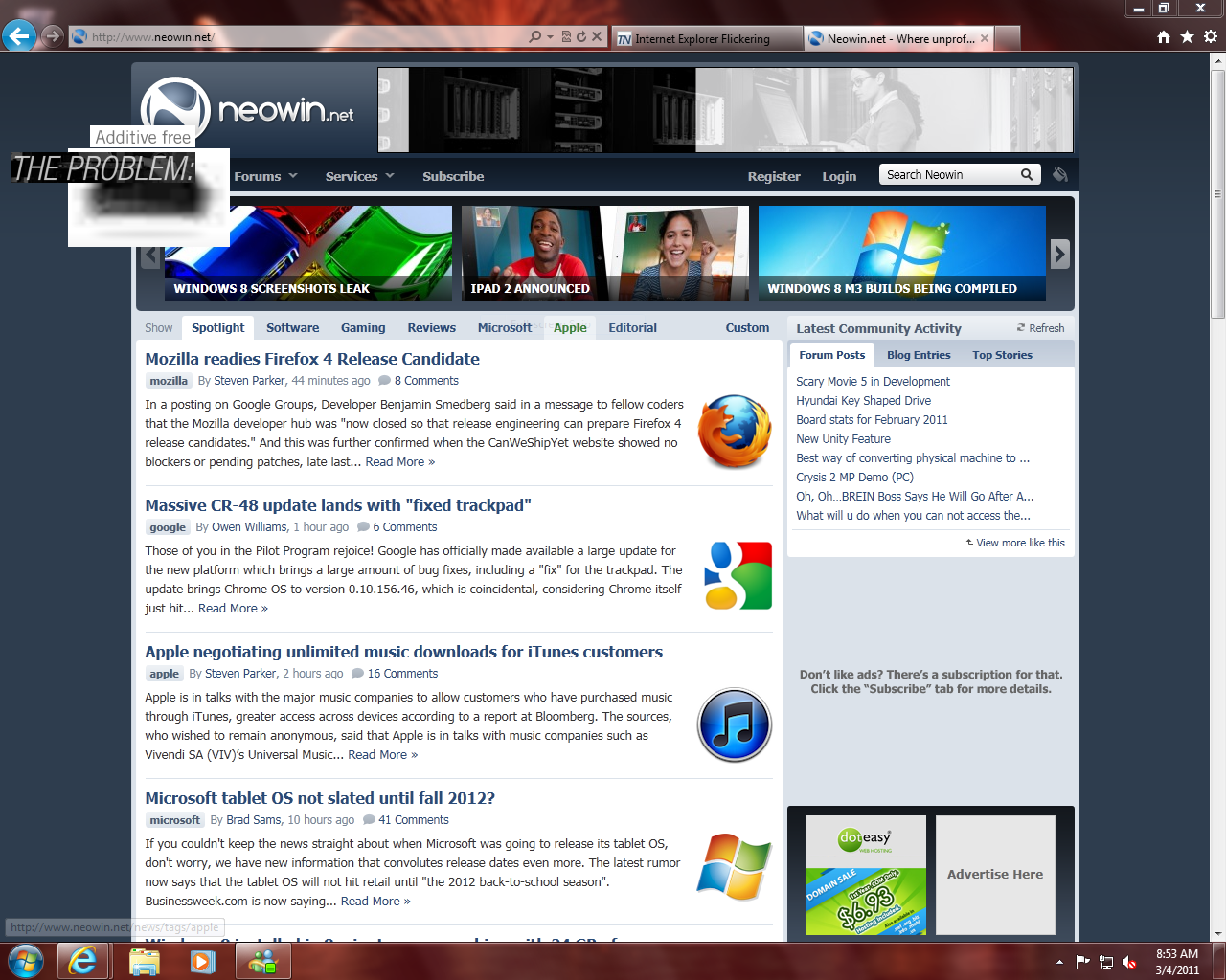 Windows 7 - IE9 flickering ads - Microsoft (Windows) - Neowin