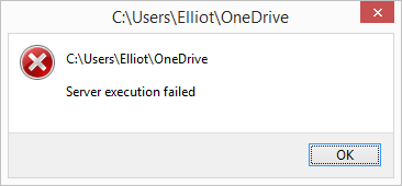Trying to sync with OneDrive on Windows 8.1, "Server execution failed ...