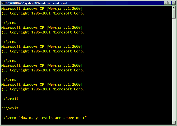 is there a way to check if I'm in a nested cmd shell or not ? - Microsoft (Windows) - Neowin