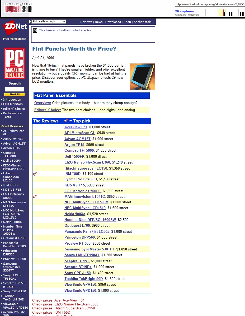 15 inch LCD Monitors in 1999 cost $1000+ - General Discussion - Neowin