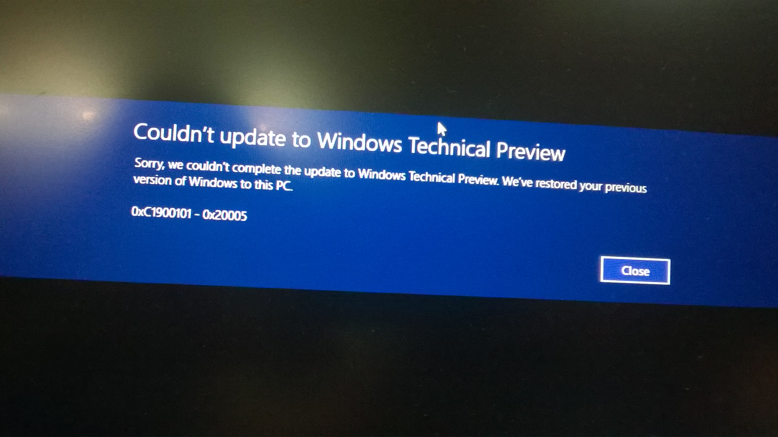 Failed to install preview build 9860 windows 10 technical preview - The ...