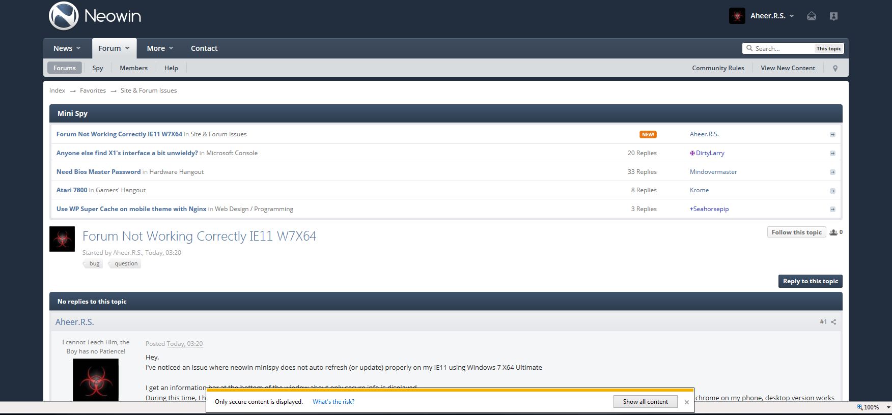 Forum Not Working Correctly Ie11 W7x64 Site And Forum Issues Neowin