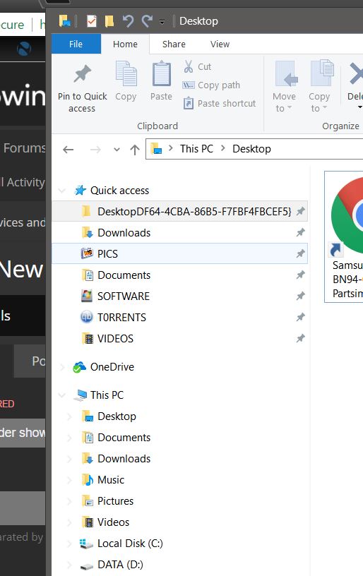 Desktop folder showing nameplace in Windows Explorer - Microsoft ...