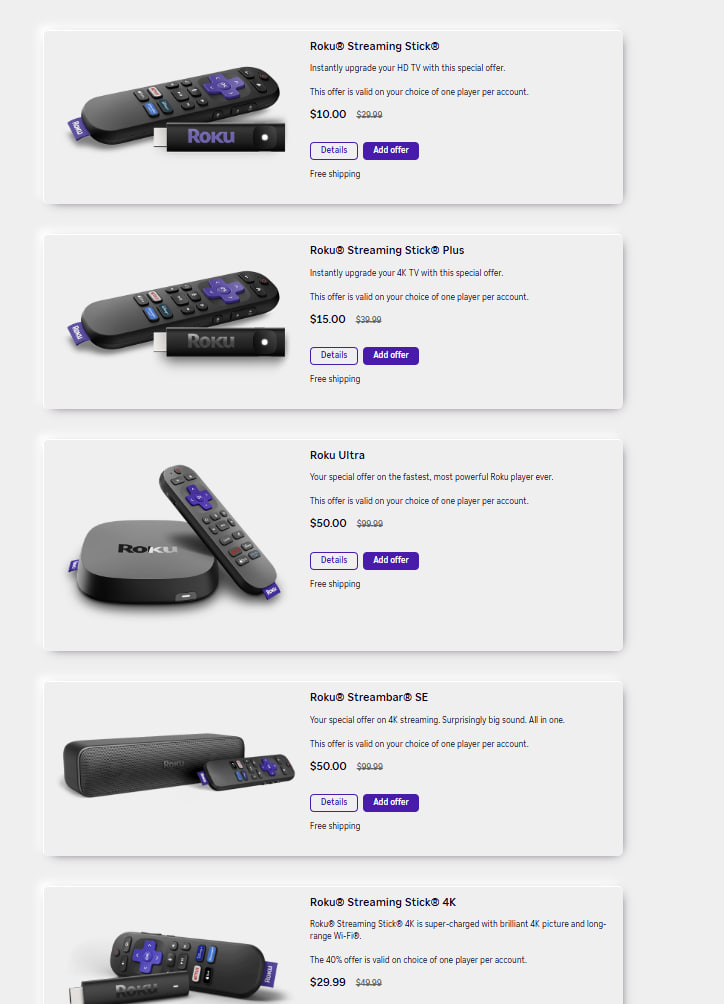 Roku Device Discounts on my.roku.com/upgrade - General Discussion - Neowin