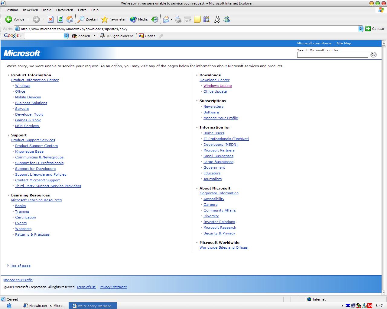 Microsoft website error - Microsoft (Windows) - Neowin