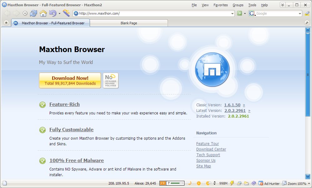 Maxthon 2.0 Official released - Back Page News - Neowin