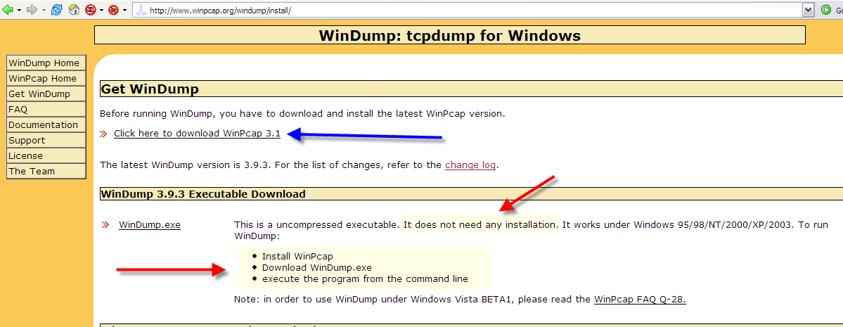 How to install WinDump under Windows XP PRO? - Smart Home, Network ...