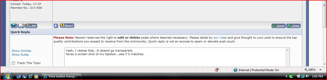 Vista taskbar transparency - Tips, Tweaks & Customization - Neowin