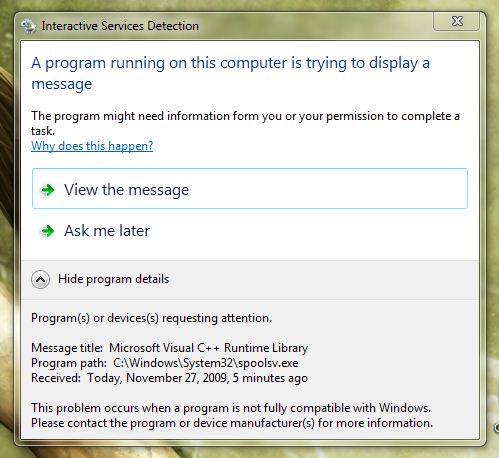 Running program trying to display a message - Microsoft (Windows) - Neowin