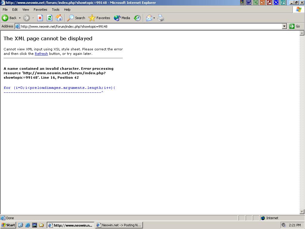 XML Page Cannot Be Displayed - Site & Forum Issues - Neowin