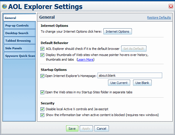 AOL Explorer .122 - Back Page News - Neowin