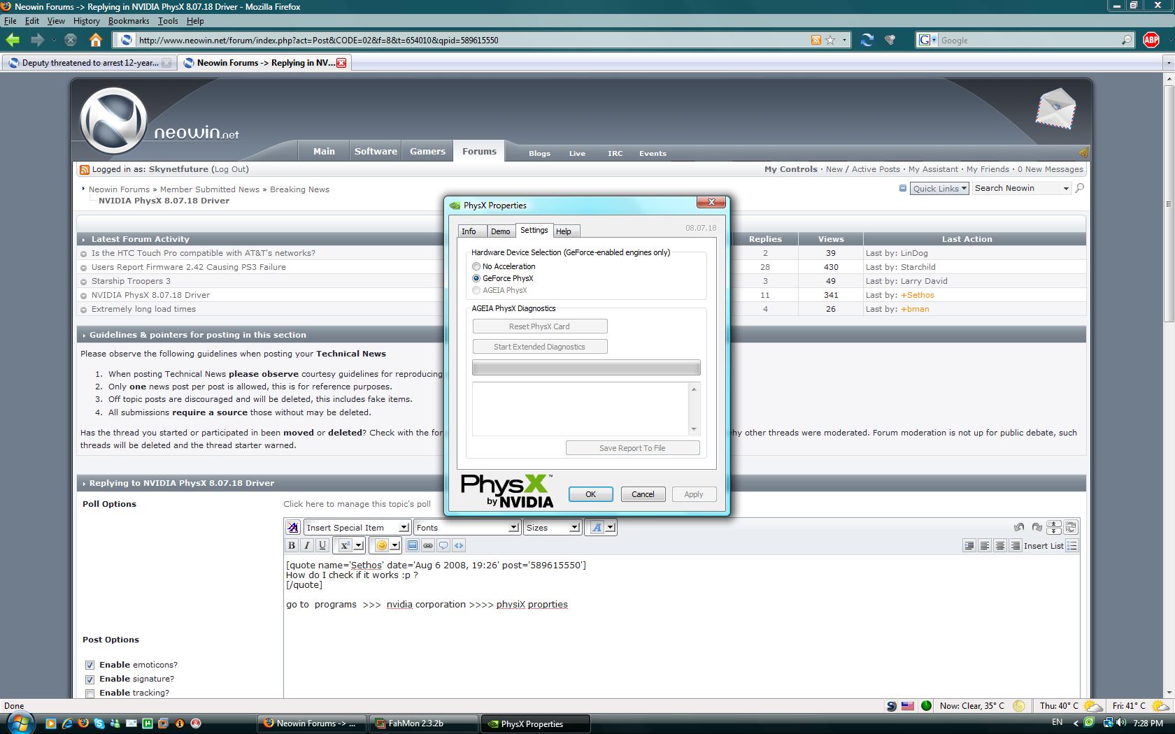 NVIDIA PhysX 8.07.18 Driver - Back Page News - Neowin