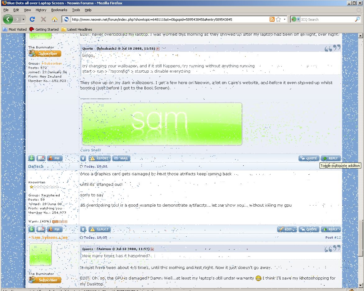 Blue Dots all over Laptop Screen - Microsoft (Windows) - Neowin