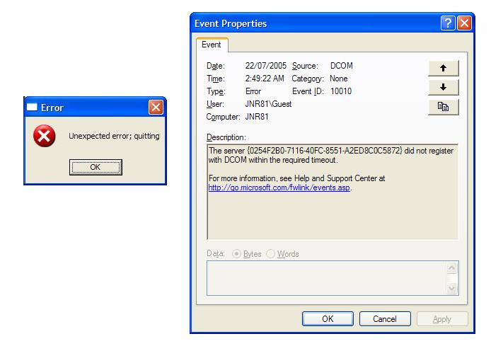 Unknown Error at startup. - Microsoft (Windows) - Neowin