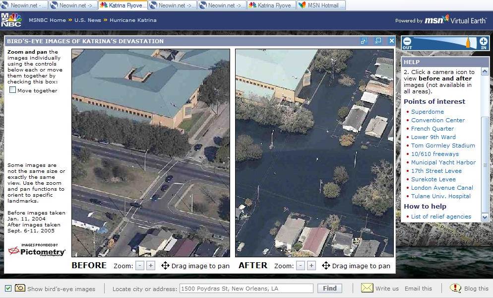 MSN Virtual Earth Katrina before & after - Back Page News - Neowin