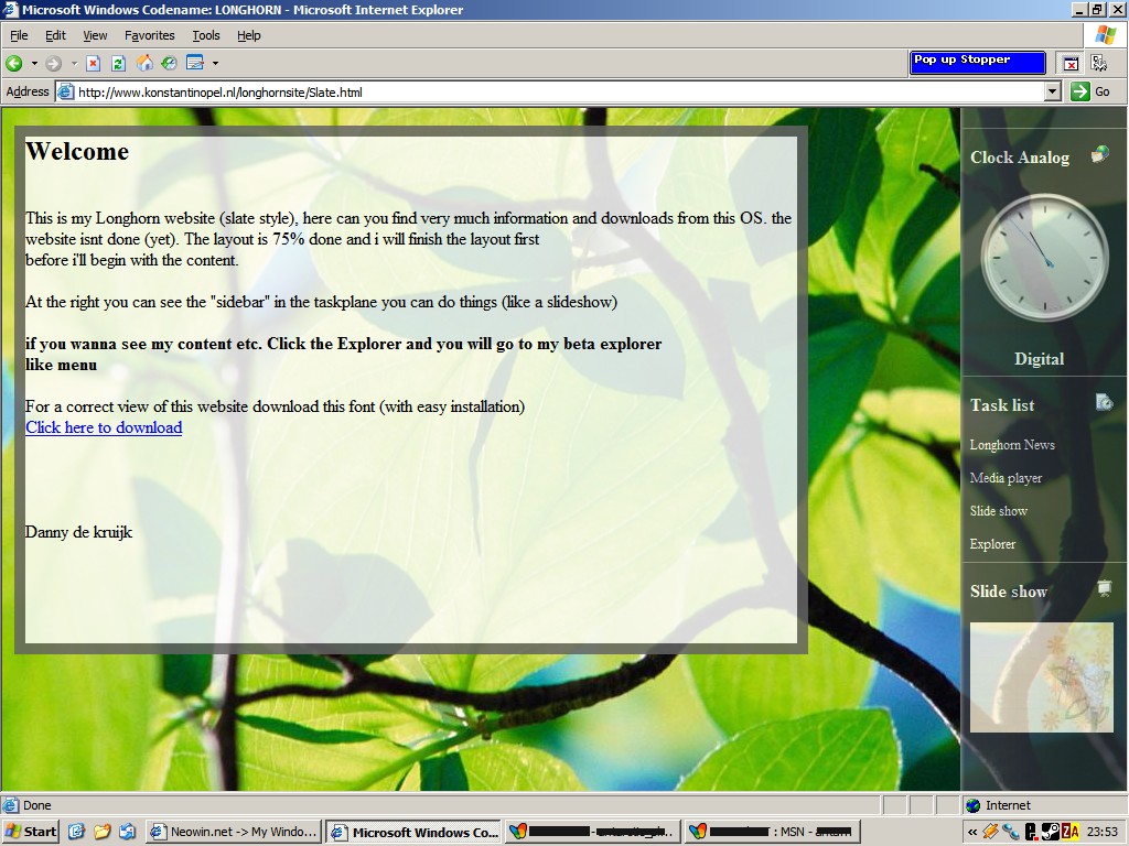 My Windows Longhorn site - Web Design & Development - Neowin