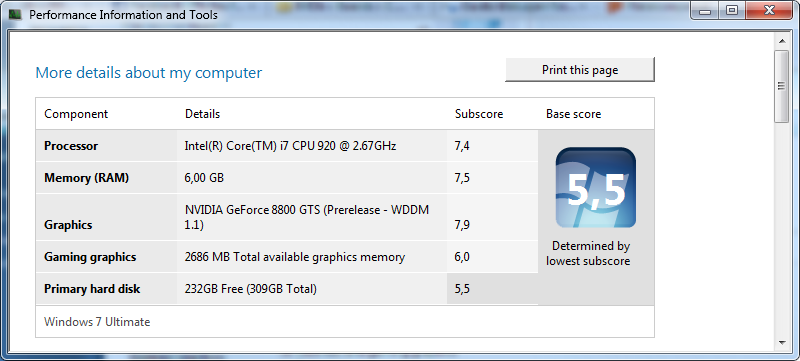 Intel i7 System and Windows Experience Rating - The Fast Ring (Insider ...