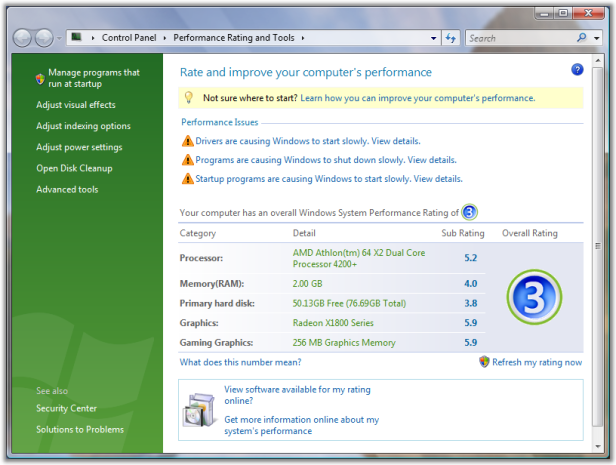 Vista System Rating - The Fast Ring (Insider Previews) - Neowin