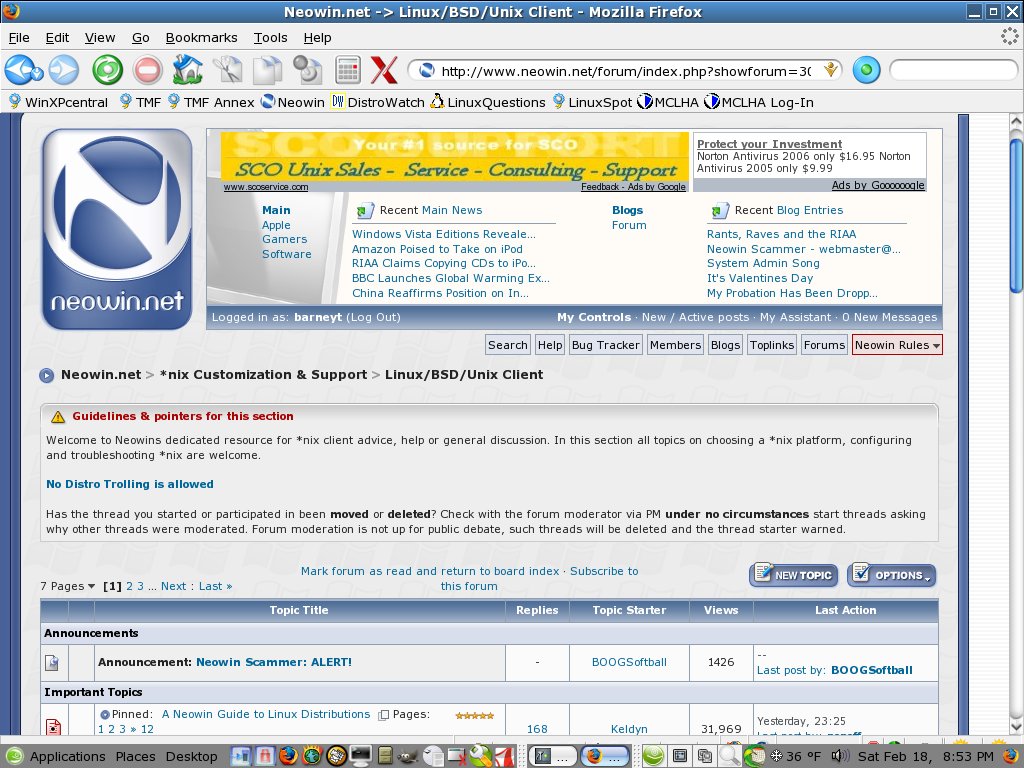 Look at this screenshot...... in our Linux Forum! - Linux - Neowin