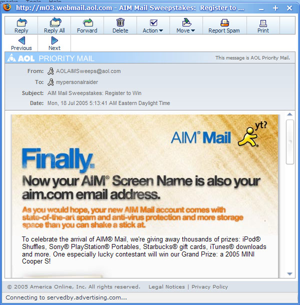 AOL mail goes live.. - Back Page News - Neowin