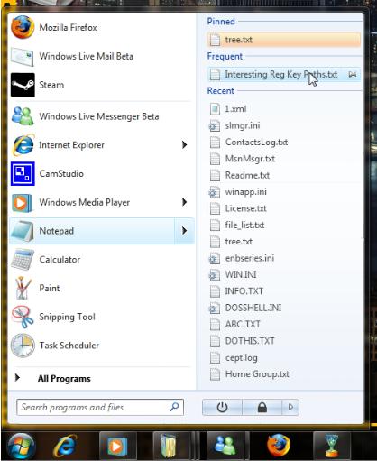 Windows 7 Start Menu Jumplists - The Fast Ring (Insider Previews) - Neowin