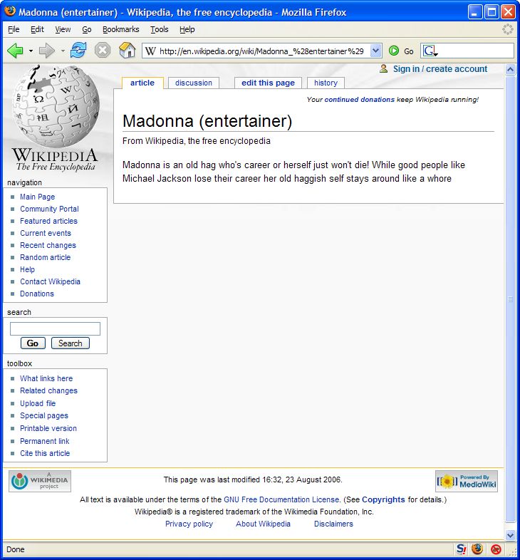 [Pic] Funny Madonna Wikipedia Article - Jokes & Funny Stuff - Neowin