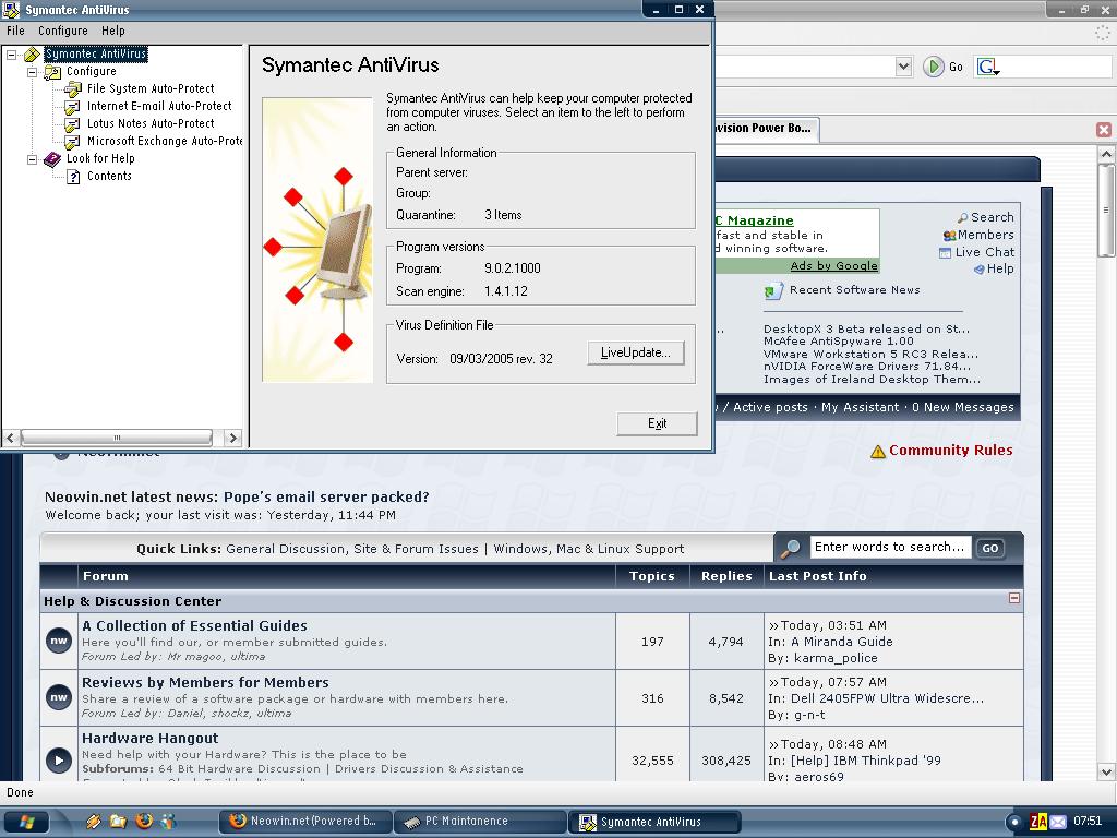 Symanctec AV problems..... - Software Discussion & Support - Neowin