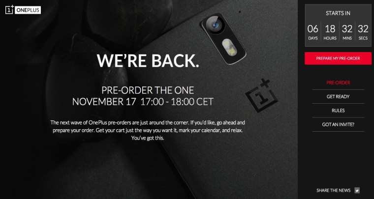 OnePlus One will start a second round of general pre-orders on November ...