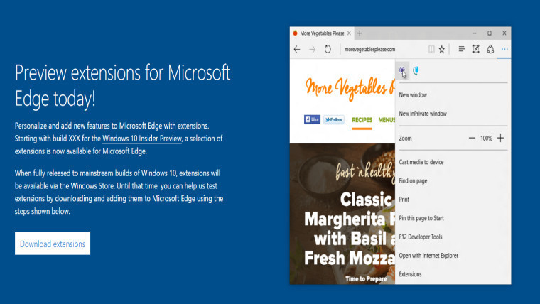 Microsoft's Edge Extensions Preview website appears ahead of official ...
