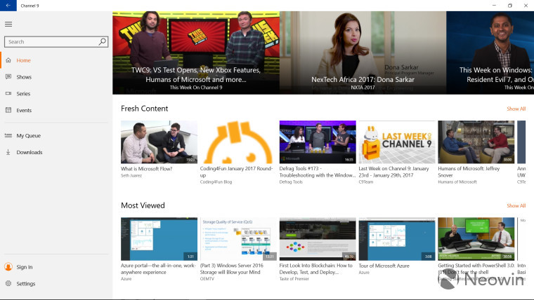 Channel 9 redesigned as a UWP app for Windows 10 - Neowin