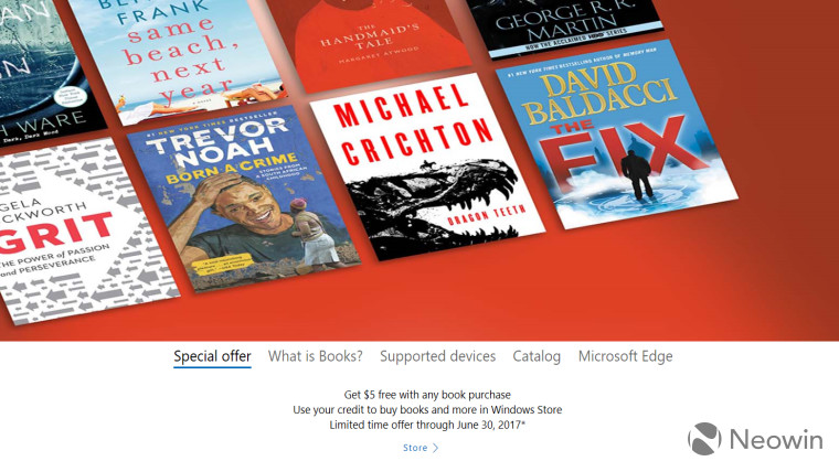 Microsoft is offering a free $5 gift code when you buy any book from ...