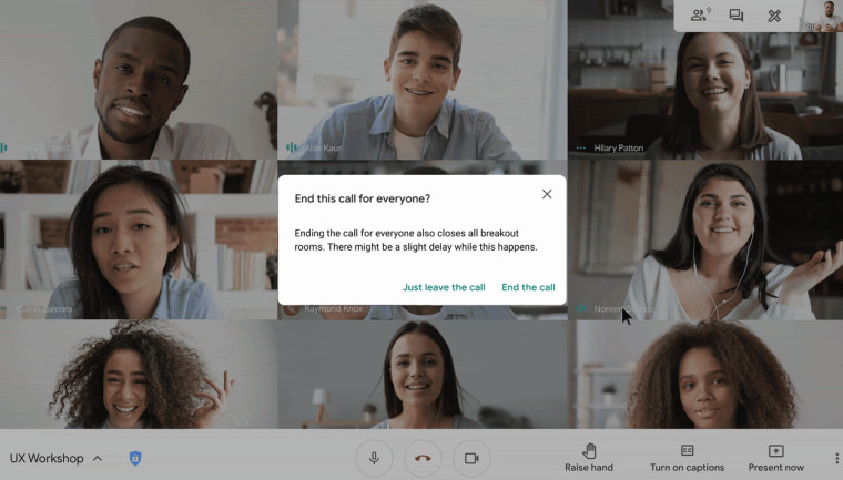Google Meet adds new capability to simultaneously end a video call for ...