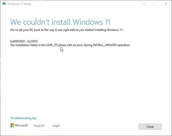 Your Windows 11 Install Could Fail With 0x8007007 0x800F0830 Errors