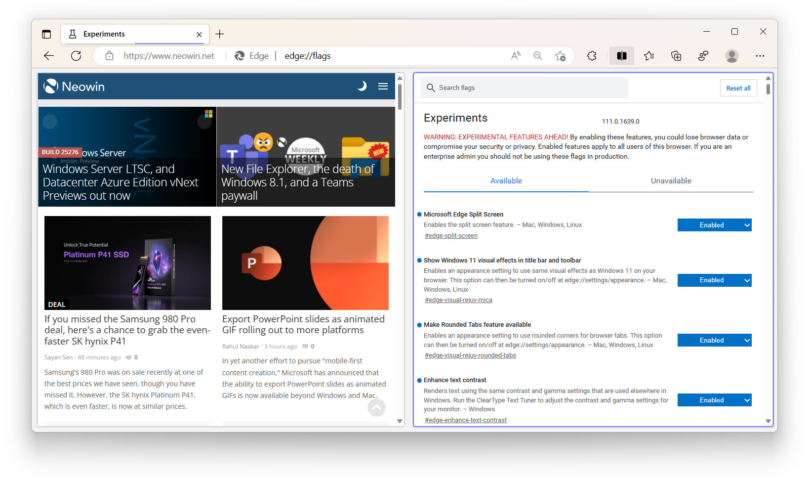 Microsoft Edge 110 Now Lets You Break Up Two Tabs In A Single Window 