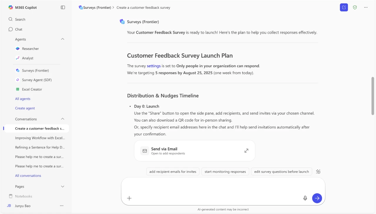 Microsoft rolls out Surveys Agent to handle survey creation from start ...