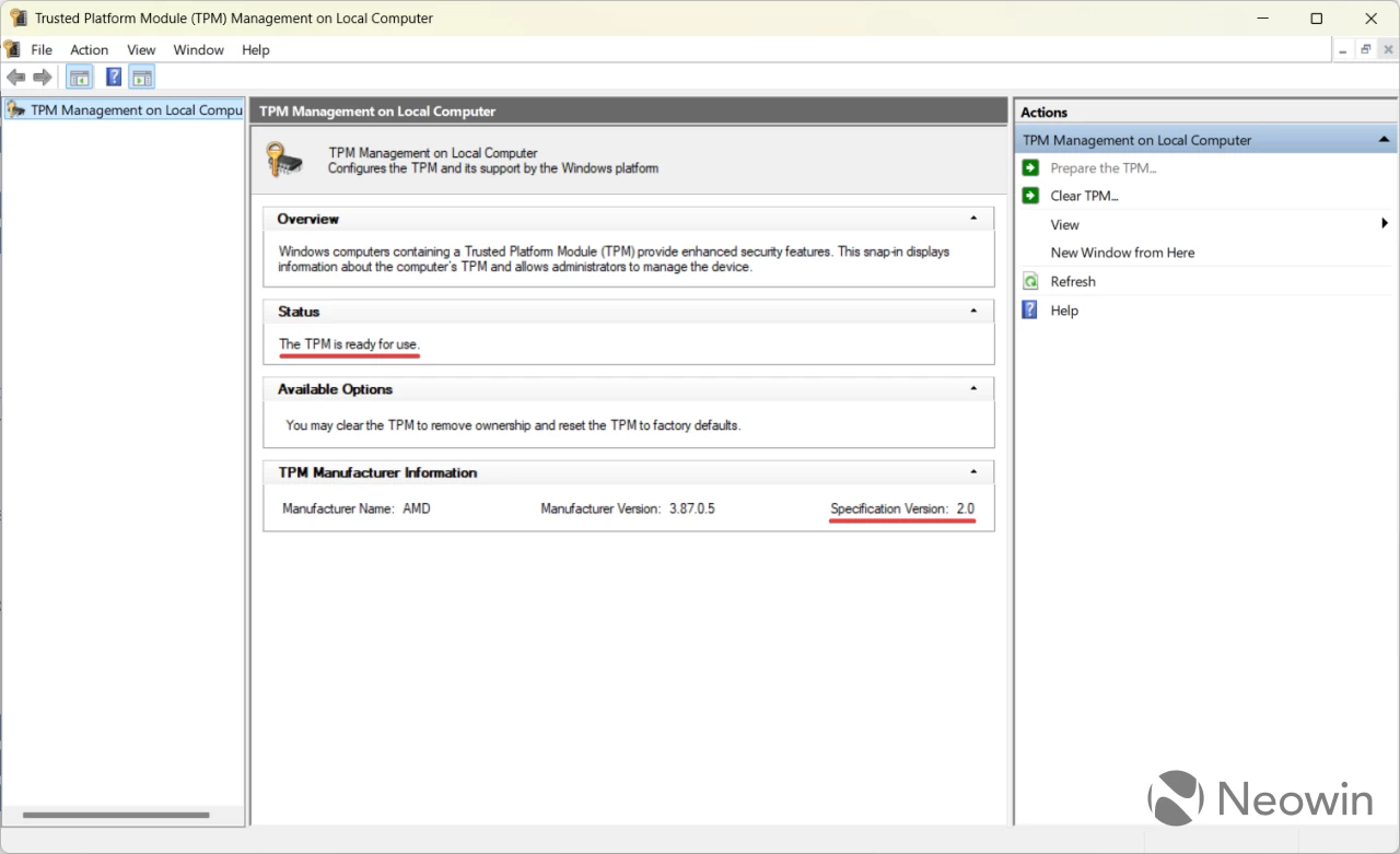 How to check if TPM is supported and enabled on your PC - Neowin