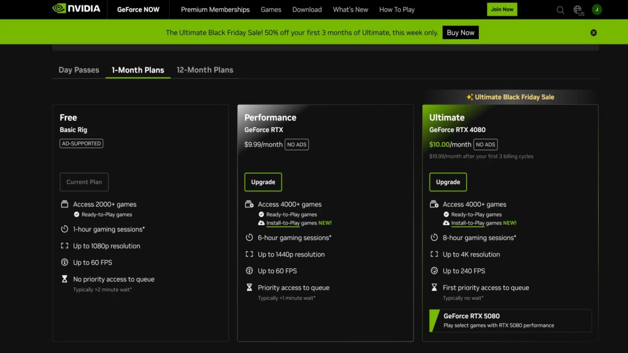 Nvidia discounts GeForce NOW Ultimate by 50% for Black Friday - Neowin