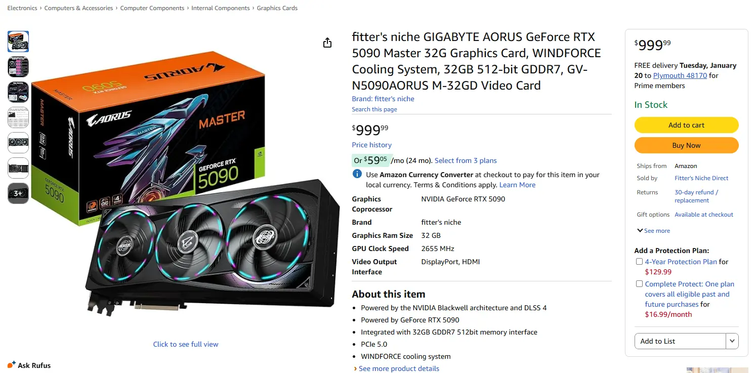 $999 RTX 5090 scam leaves Amazon buyers with fanny packs, and the ...