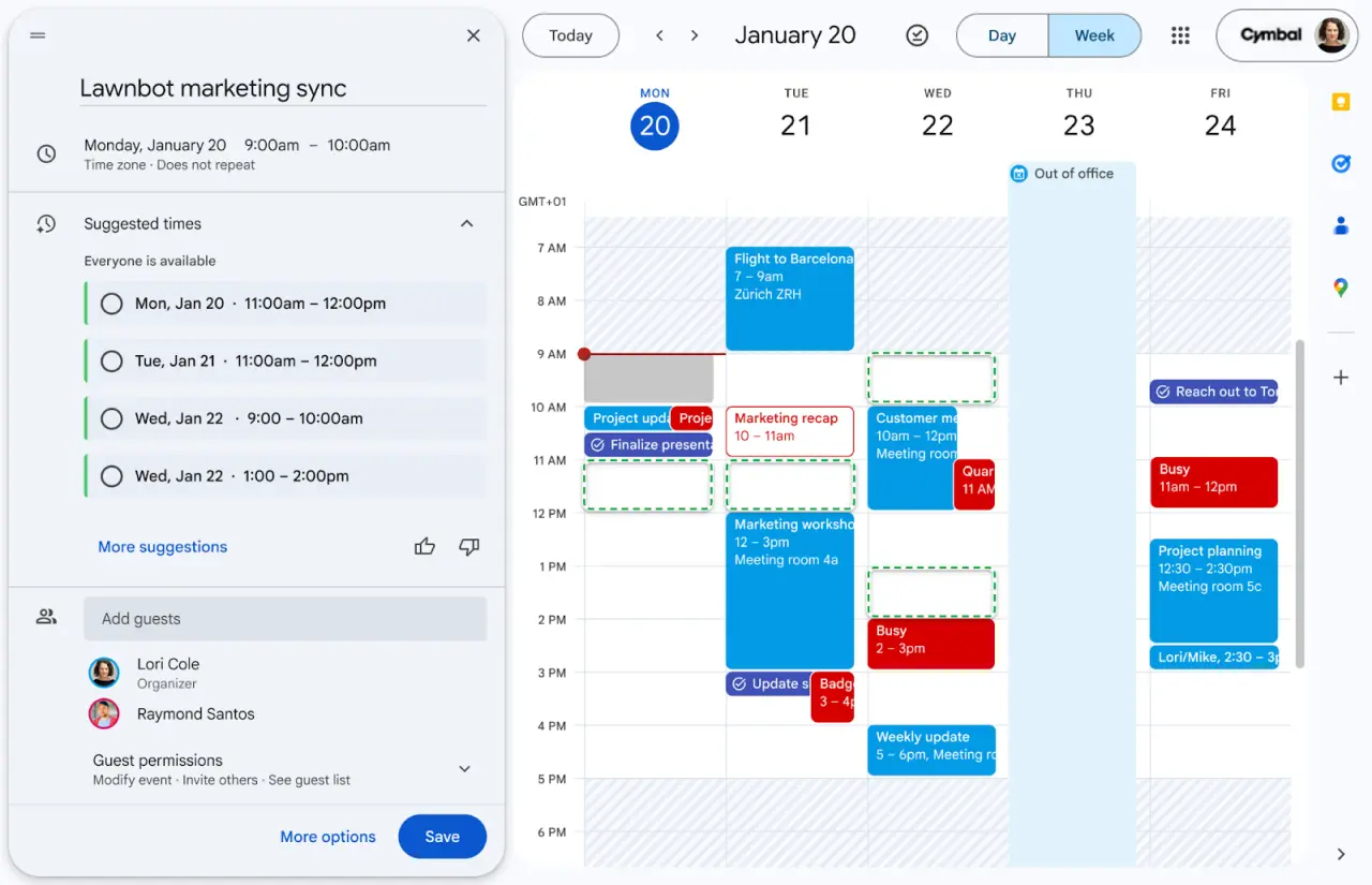 Gemini can now suggest the best meeting times for everyone in Google ...